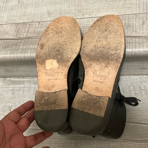 Theory | Shoes | Theory Leather Black Combat Boots | Poshmark